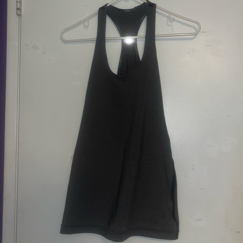 Lululemon Tank Gray With Black Side Panel Stripe Race… - Gem